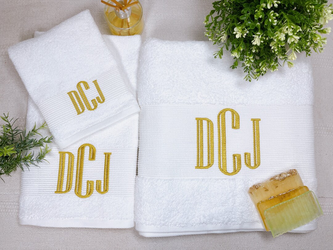 Custom Embroidered Monogram Towel Set - Elegant Gift for Housewarming ...