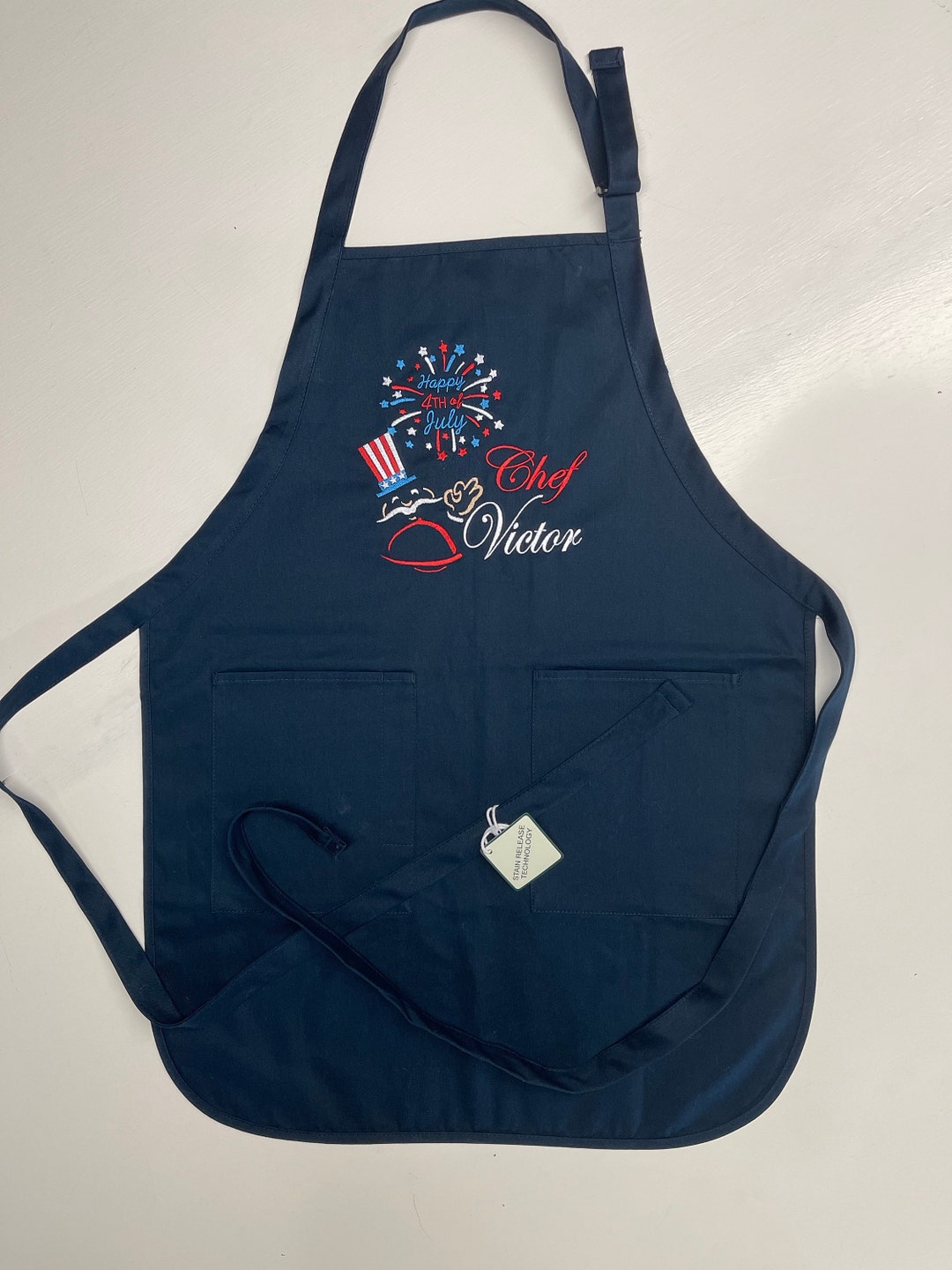 Embroidered 4th of July Apron, USA Independence Day Apron, Personalized ...