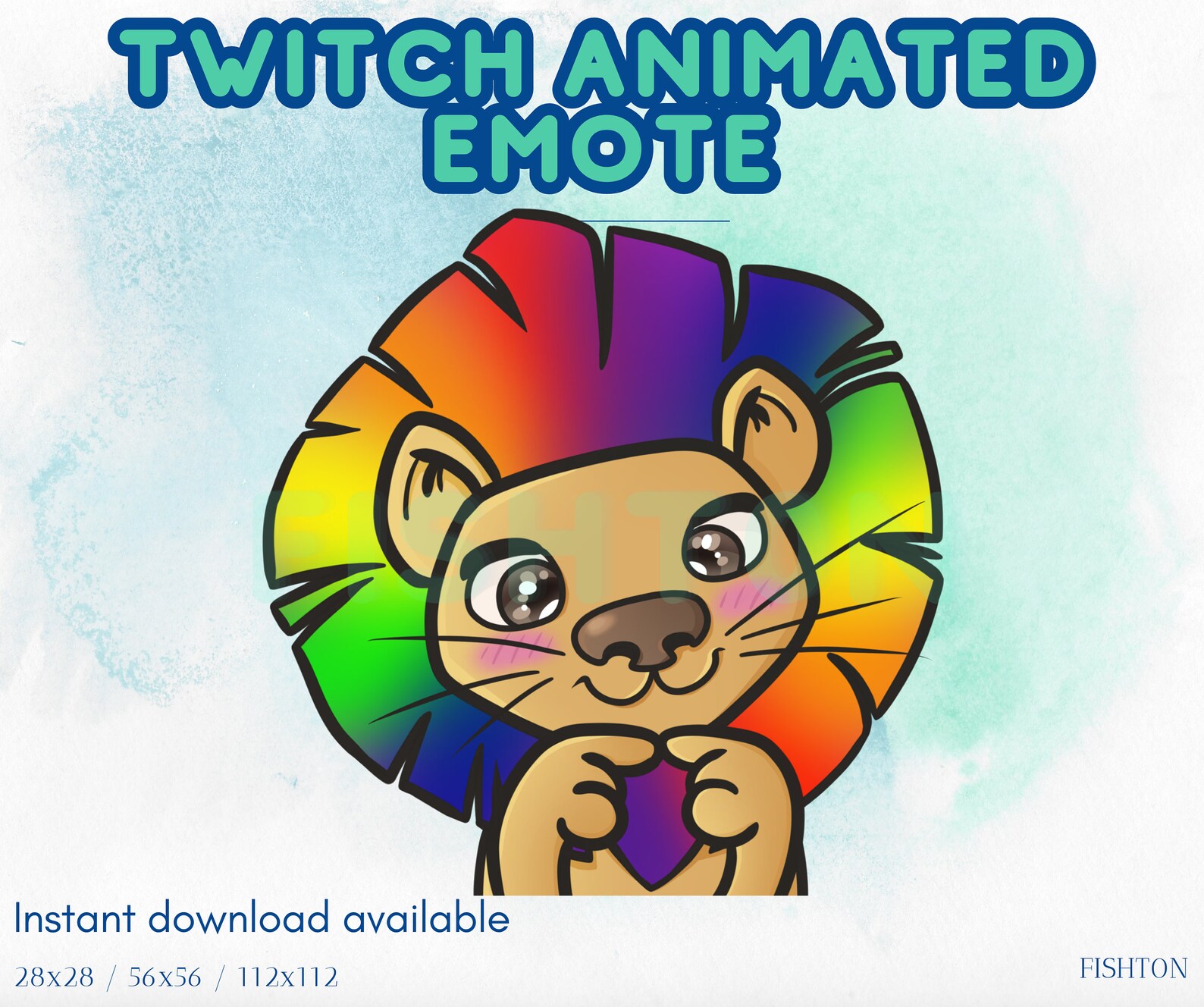 Cute Rainbow Animated Shy Lion Emote for Twitch - Etsy