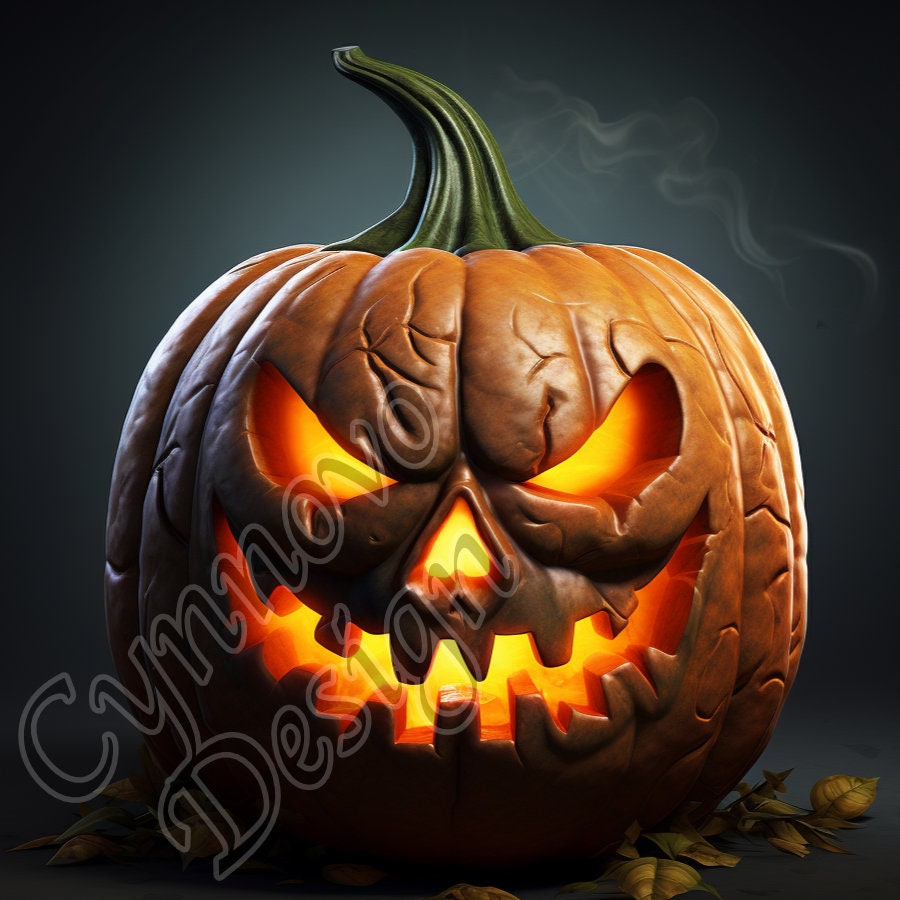 5 Images!! Nightmarish Scary Pumpkin Digital Art Collection - Creepy ...