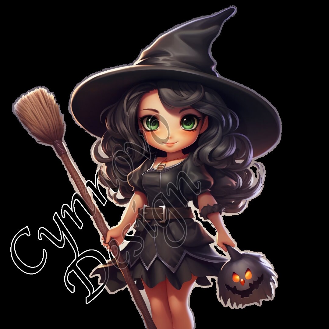 5 PNG Images!! Adorable Halloween Witches With Transparent Backgrounds ...