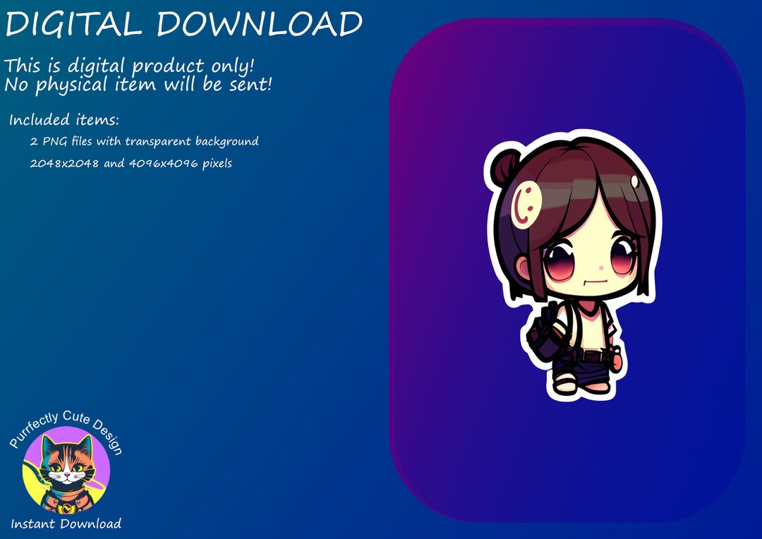 Cute Chibi Emo Y2k Sticker Anime Manga School Girl Instant - Etsy