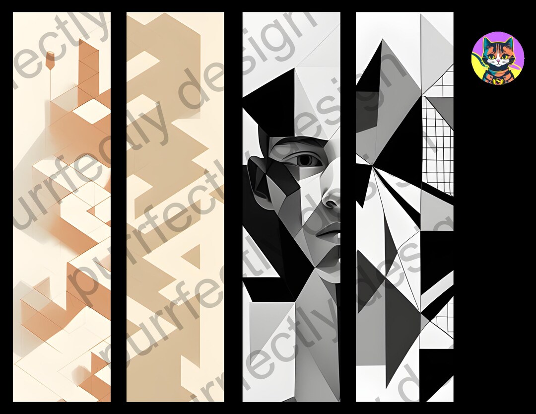 Simple Geometric Shapes Bookmark Design Bundle Sized 2"x8" Instant ...