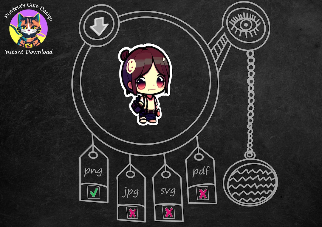 Cute Chibi Emo Y2k Sticker, Anime Manga School Girl, Instant Download ...