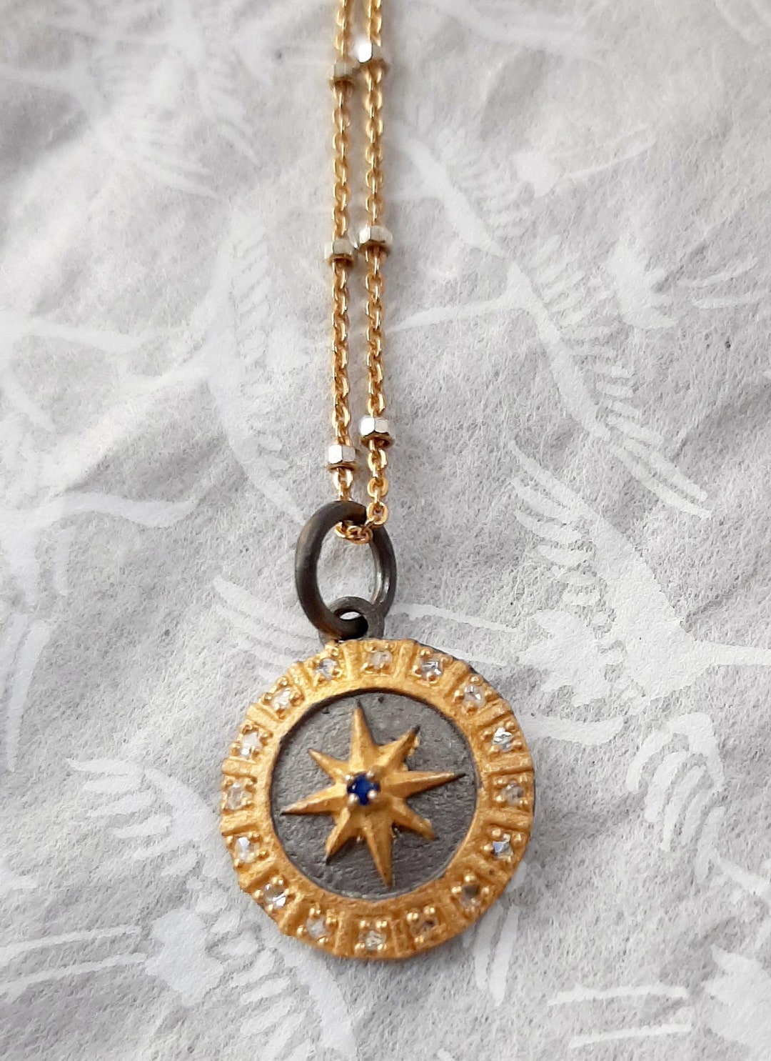 Star With Diamonds and Sapphire - Etsy