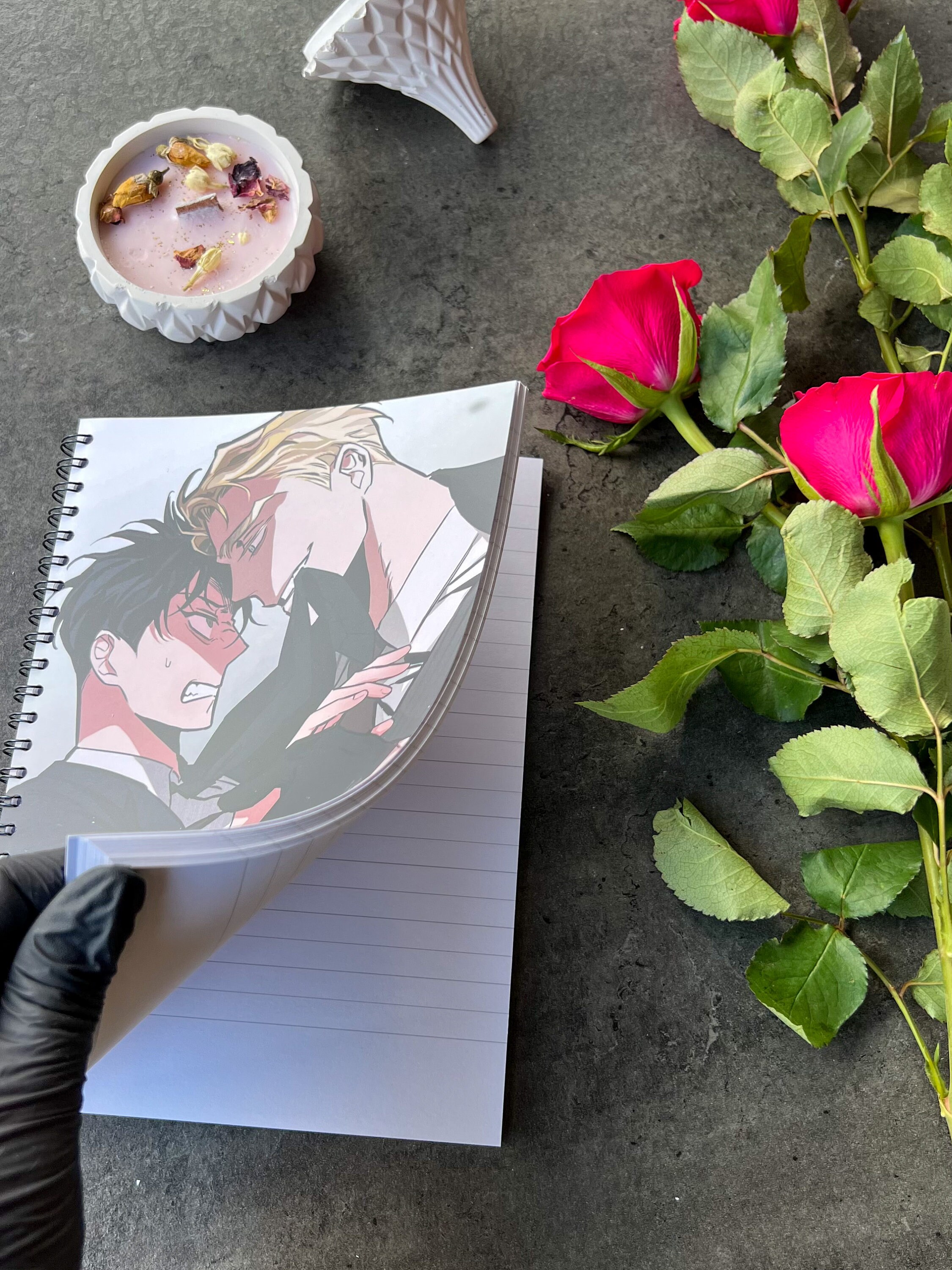 BL Notebook roses and Champagne Yaoi Manhwa A5 Matte Journal 150 Lined ...