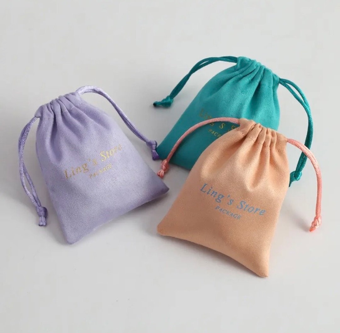 100pcs/lot Customize Logo Velvet Jewelry Pouches Personalized Jewelry ...