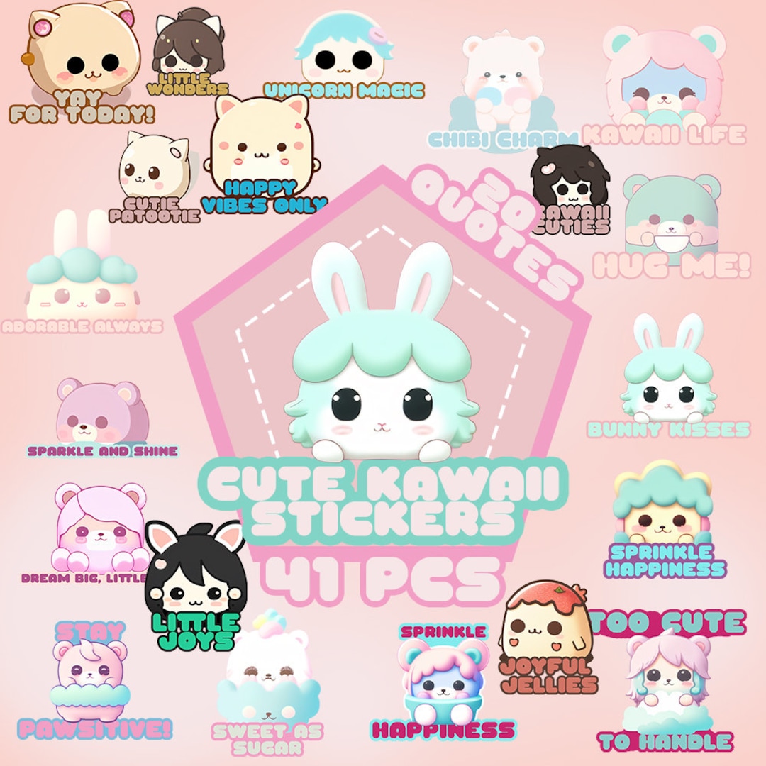 Cute Sticker Pack 41 Kawaii Positiv Quotes Stickers for Goodnotes ...