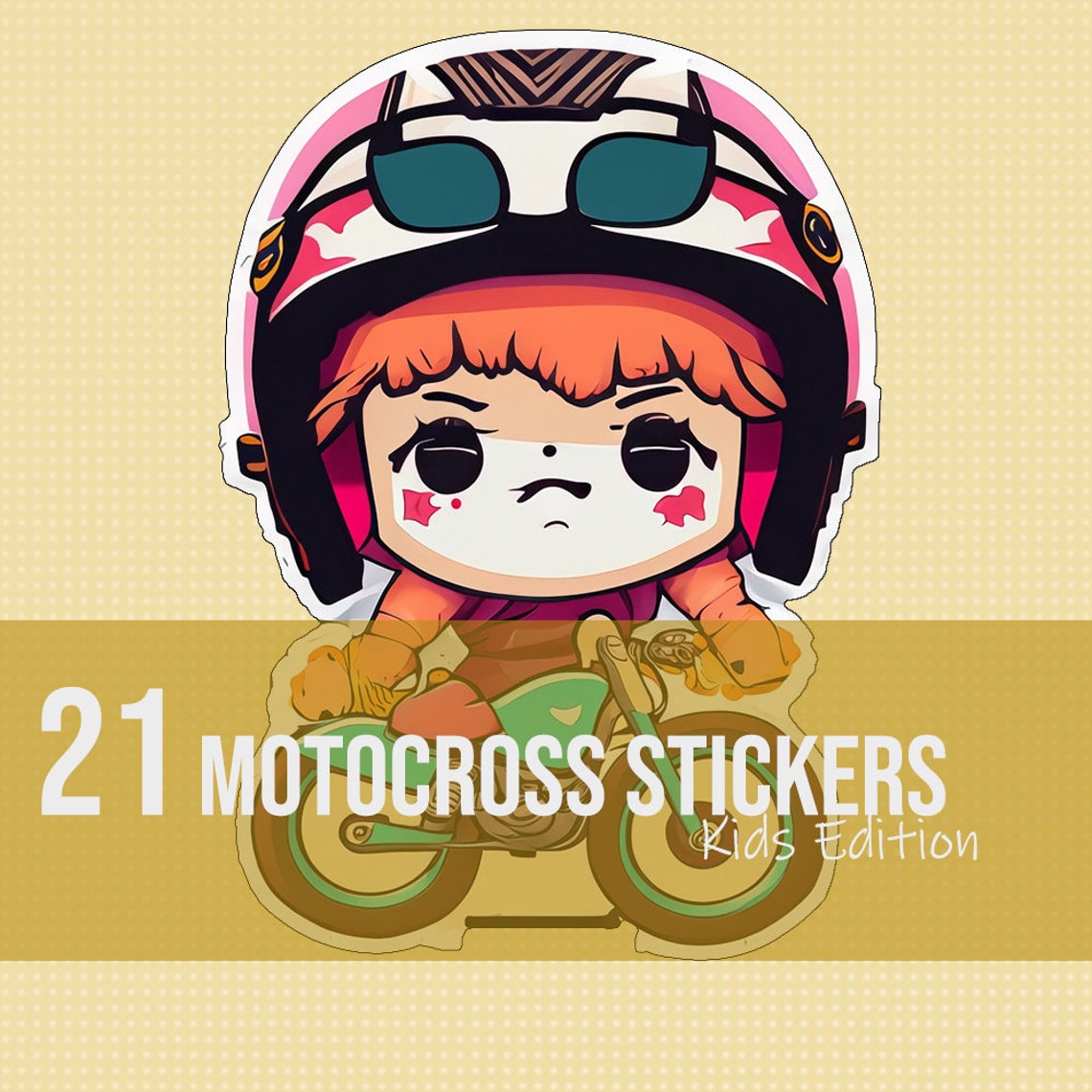 21 Adorable Motorcross Kids Edition Kawaii Style Stickers in Pastel ...