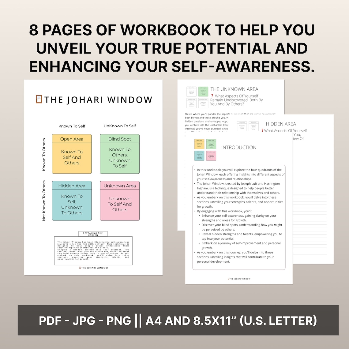 Johari Window Resource Workbook | Self-awareness Worksheets | Digital ...