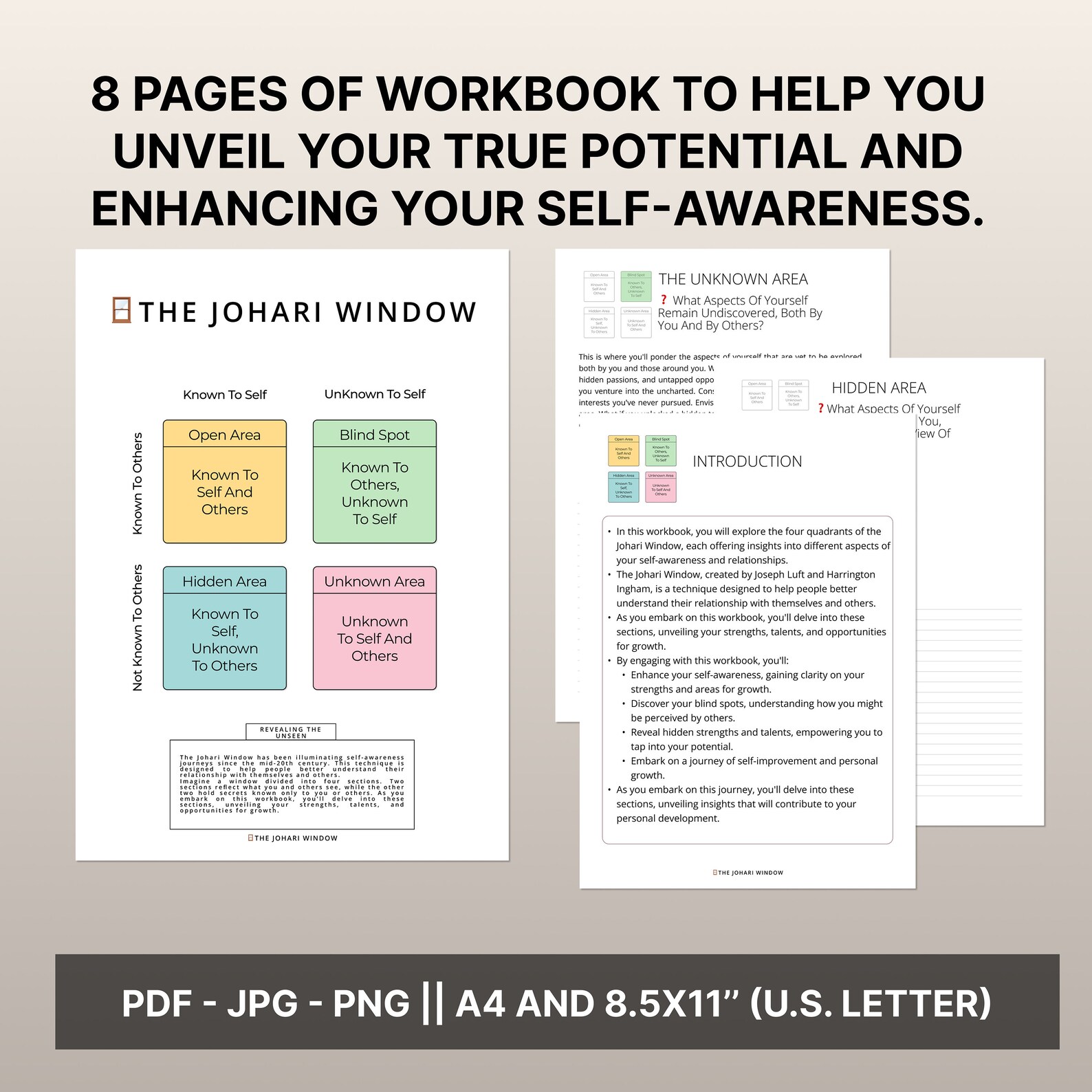 Johari Window Resource Workbook | Self-awareness Worksheets | Digital ...