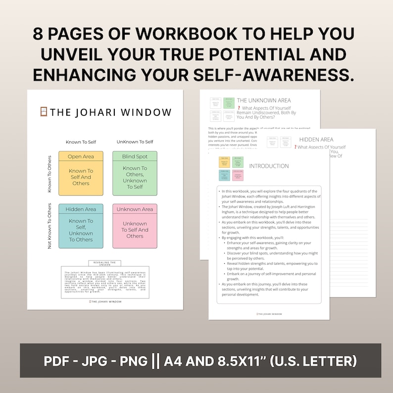 Johari Window Resource Workbook | Self-awareness Worksheets | Digital ...