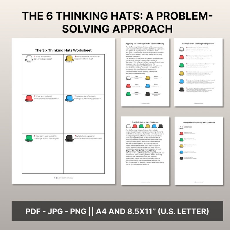 The 6 Thinking Hats Solution Problem Solving Workbook for Making ...