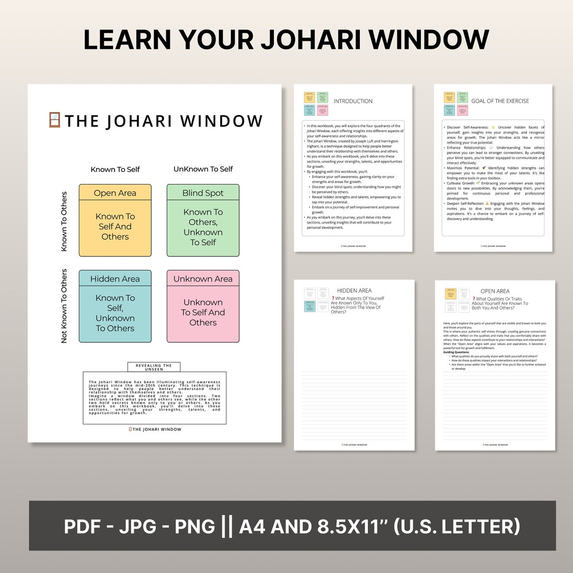 Johari Window Resource Workbook | Self-awareness Worksheets | Digital ...