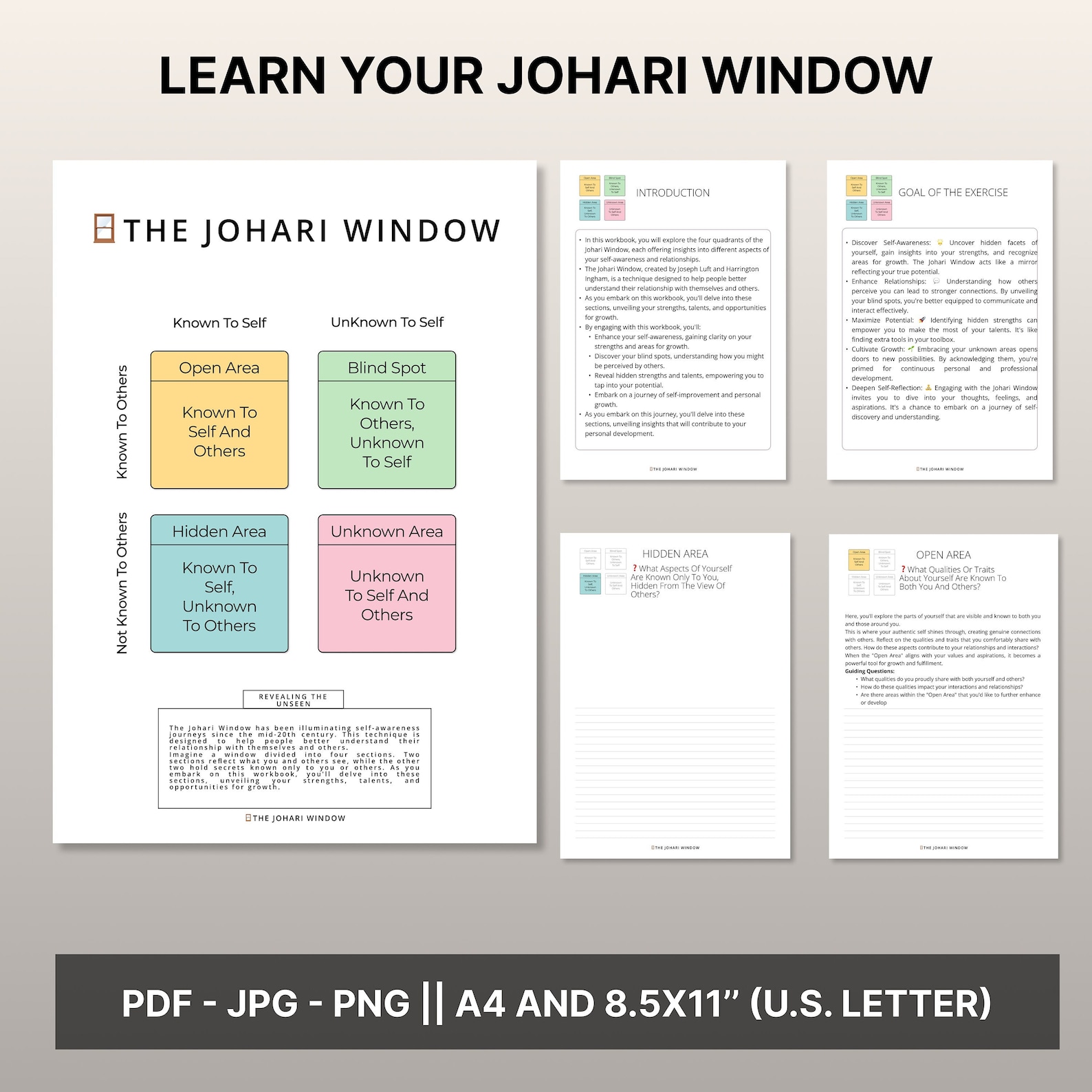 Johari Window Resource Workbook | Self-awareness Worksheets | Digital ...
