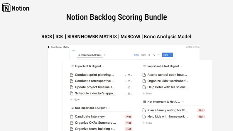 Notion Backlog Scoring Bundle | Notion Project Planner Dashboard ...