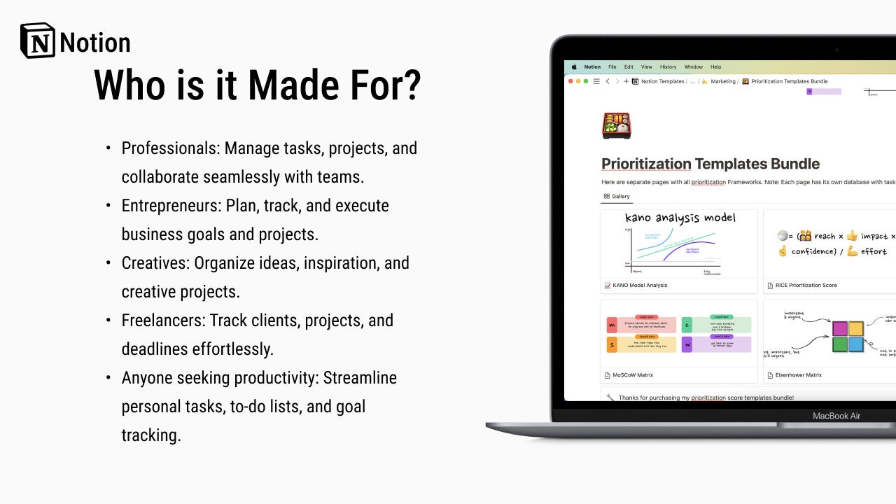 Notion Backlog Scoring Bundle | Notion Project Planner Dashboard ...