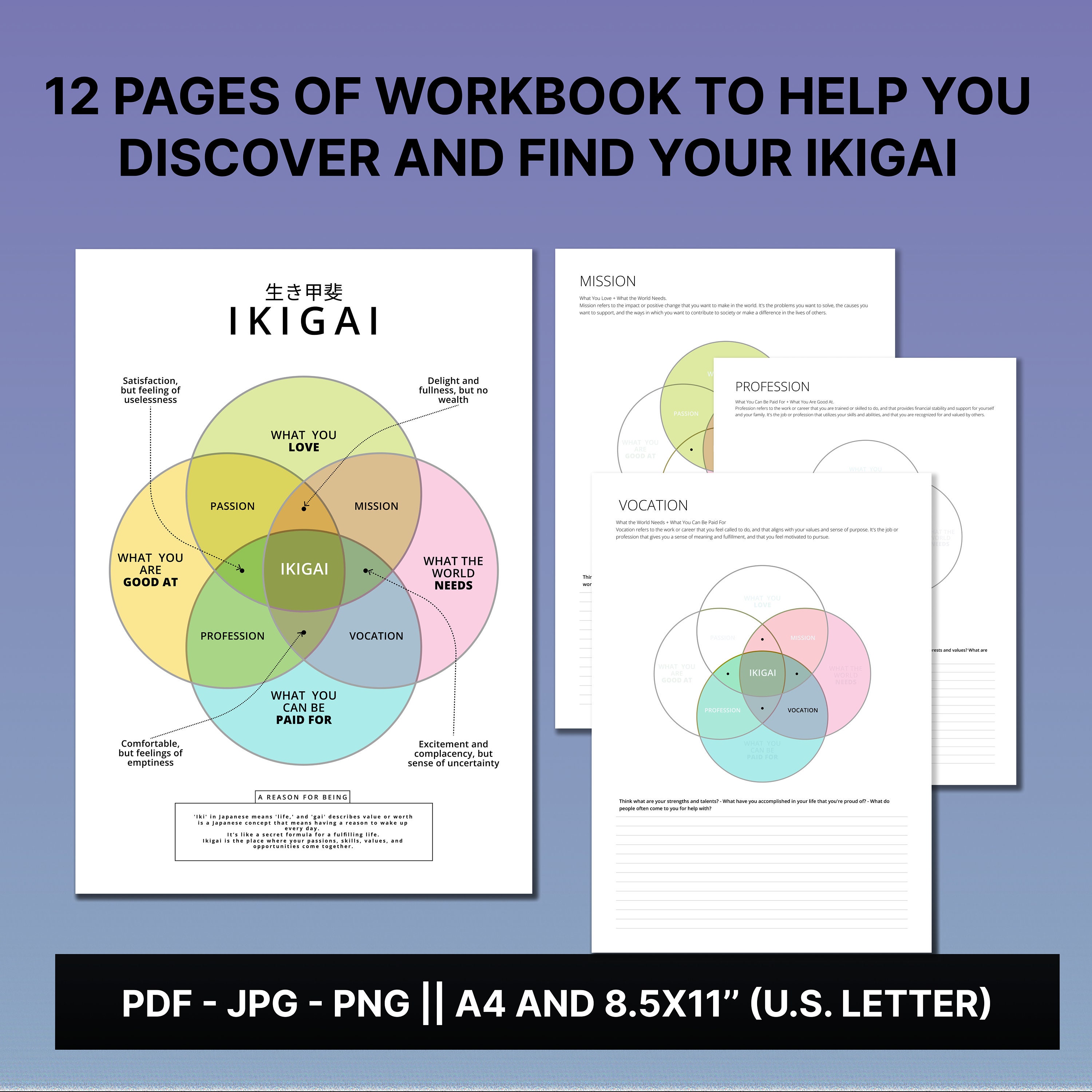 Kaizen Goal Planner Ikigai Coaching Notebook | Self-care Worksheet PDF ...