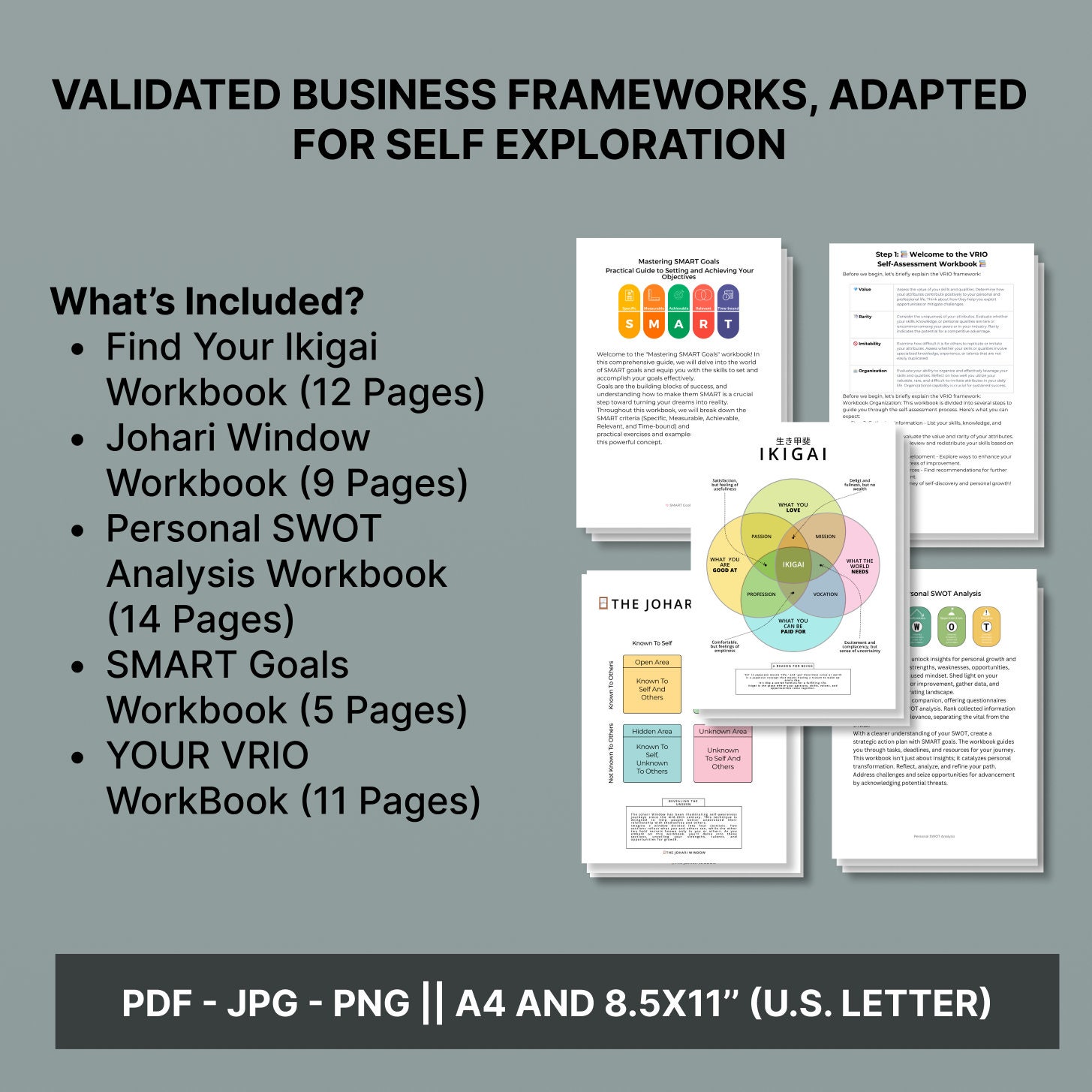 Find Your Life Purpose Worksheets Bundle With Ikigai and SWOT Analysis ...