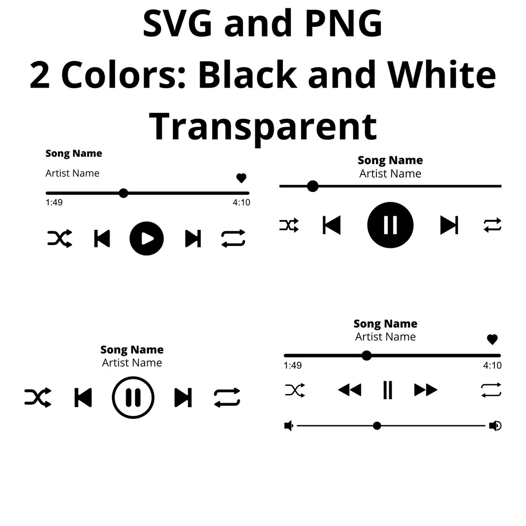 Music Player Controls SVG Bundle With Play Buttons and Music Player Png ...