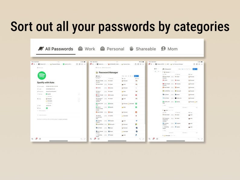 Password Manager for Notion | Password Tracker and Keeper Notion Template With Password ...