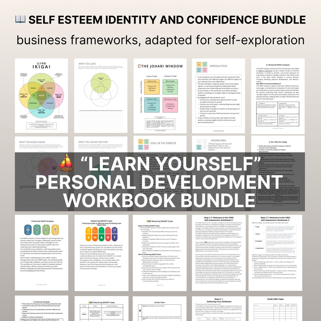 Learn Your Life Purpose Workbook Bundle With 6 Workbooks for Self-care ...