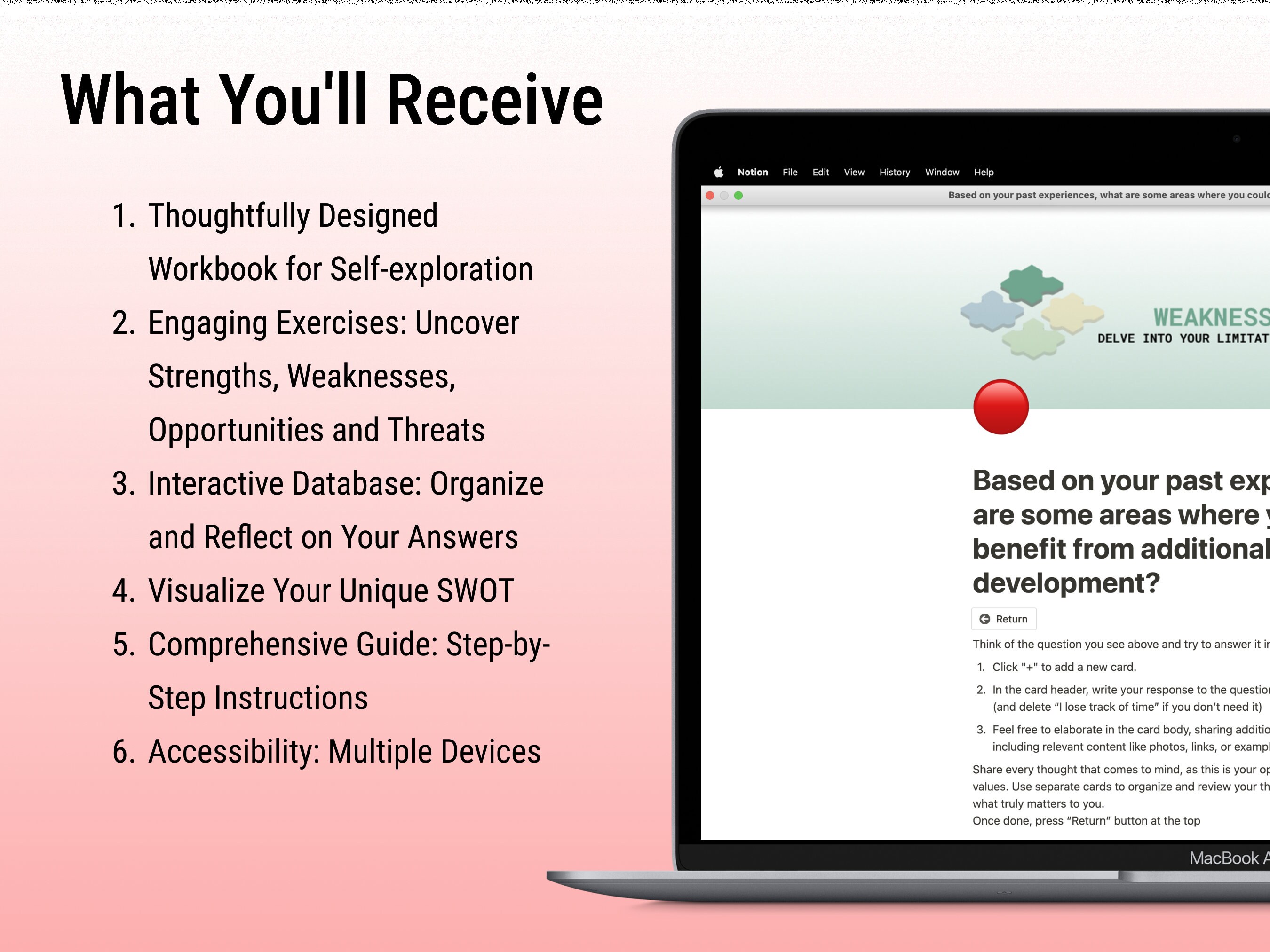 SWOT Analysis Coaching Notebook With a Guide of Self Improvement ...