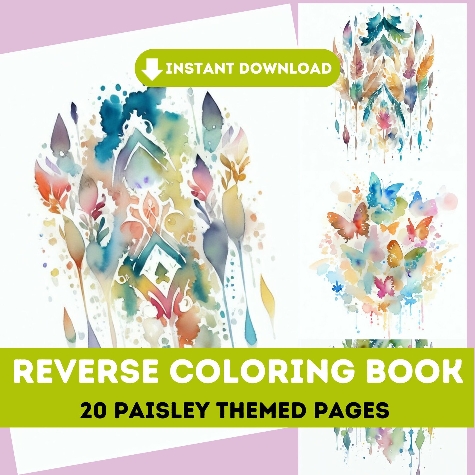 Printable Reverse Coloring Pages paisley, Butterfly, Moth Themed ...