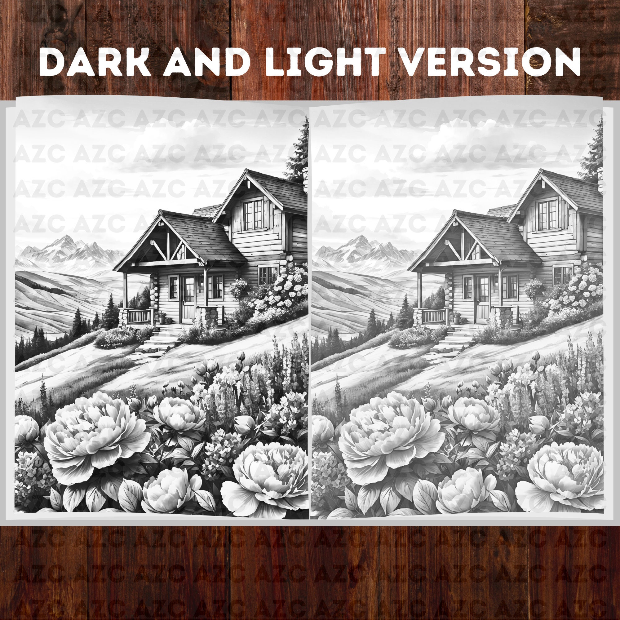 48 Spring Valley Cottages Grayscale Coloring Pages| Enchanting ...