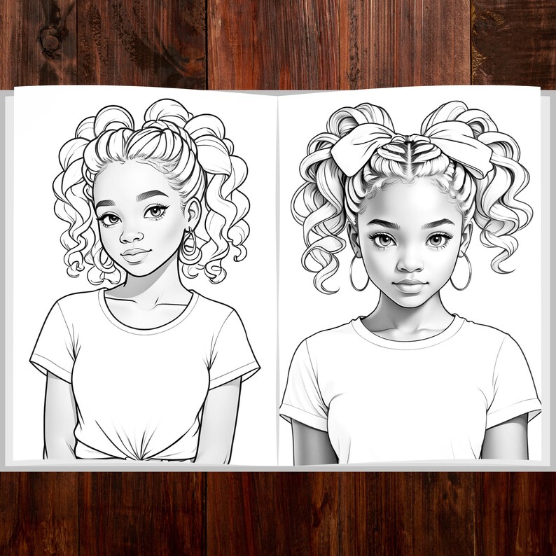 35 Adorable Black Girls Coloring Pages| Cute Girls Lightly-shaded ...