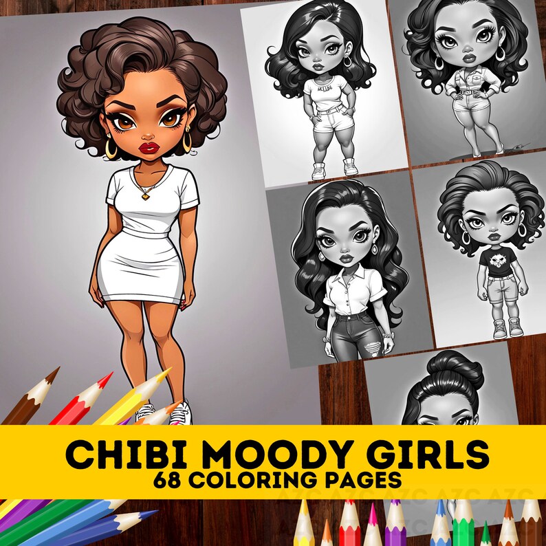 68 Cute Chibi Cute Moody Sassy Girls Grayscale Coloring Pages Melanin ...