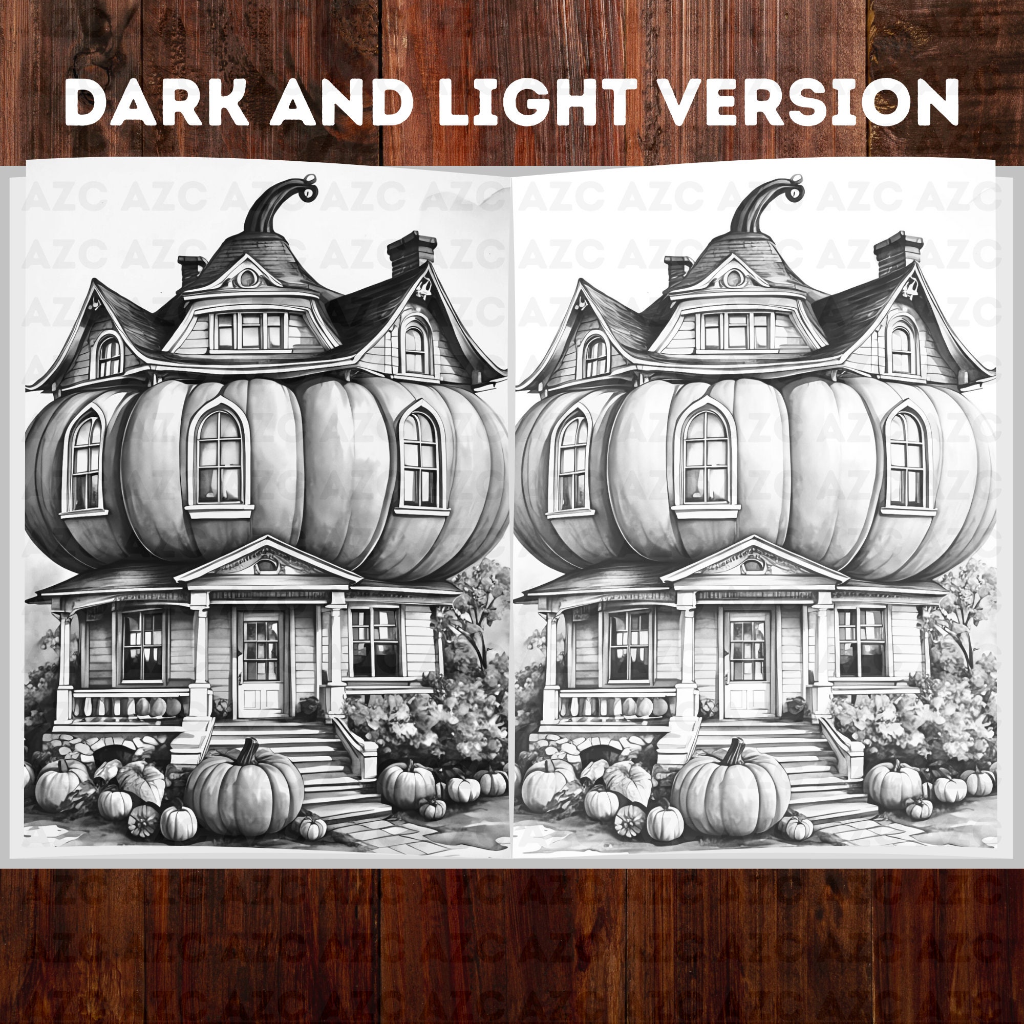 25 Fairytale Pumpkin House Grayscale Coloring Pages Fantasy - Etsy