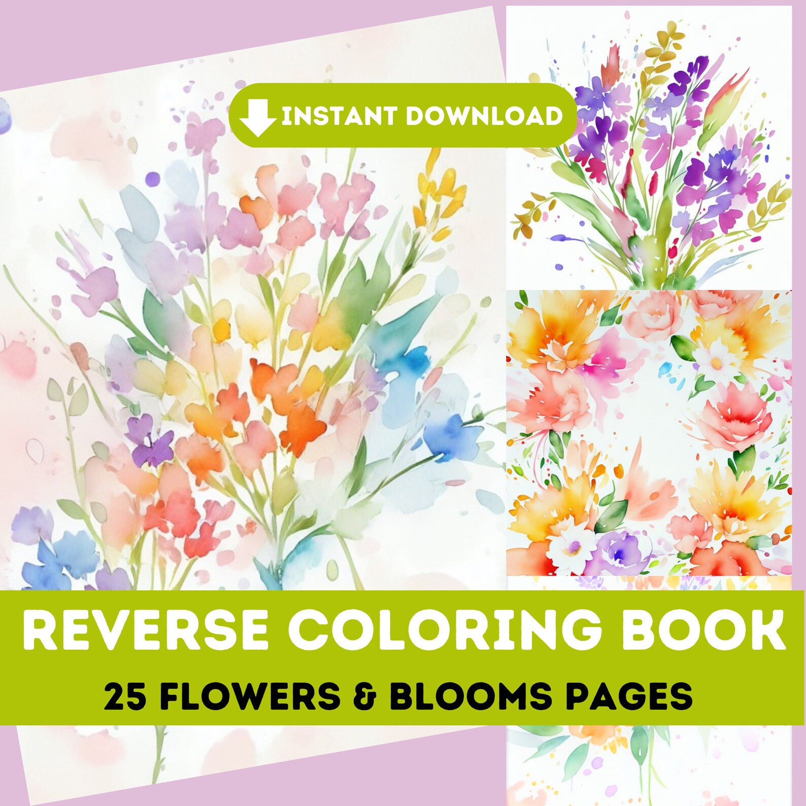 25 Printable Reverse Coloring Pages | Spring & Summer Blooms ...