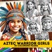 30 Aztec Warrior Girls Grayscale Coloring Book Pages Aztec Princess ...