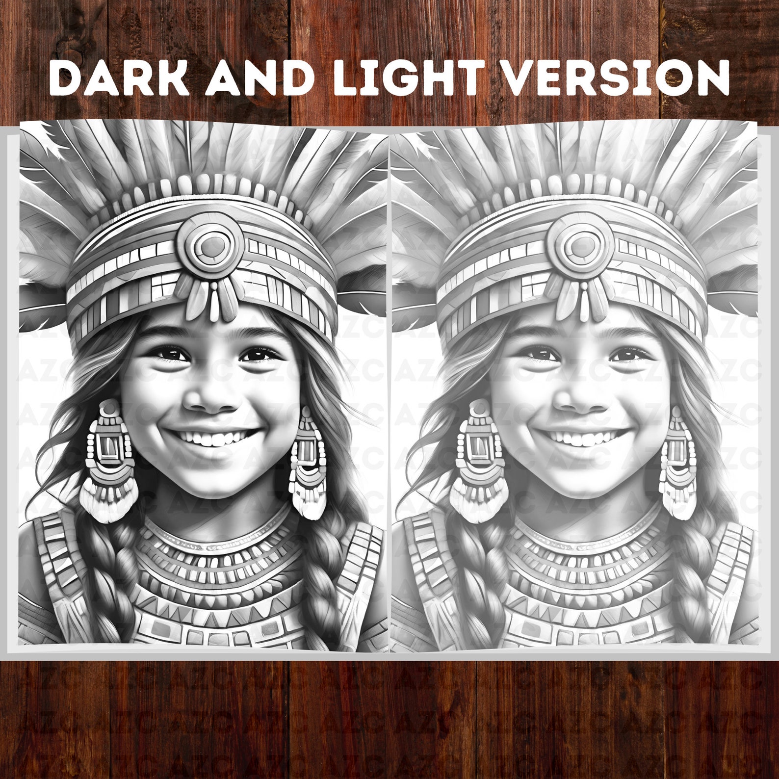 30 Aztec Warrior Girls Grayscale Coloring Book Pages Aztec Princess ...