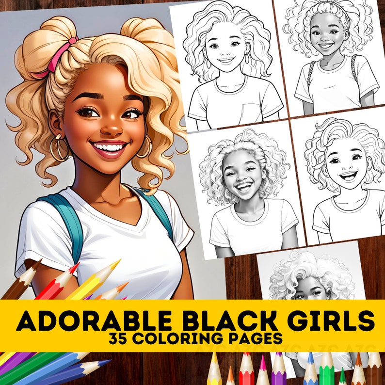 35 Adorable Black Girls Coloring Pages| Cute Girls Lightly-shaded ...
