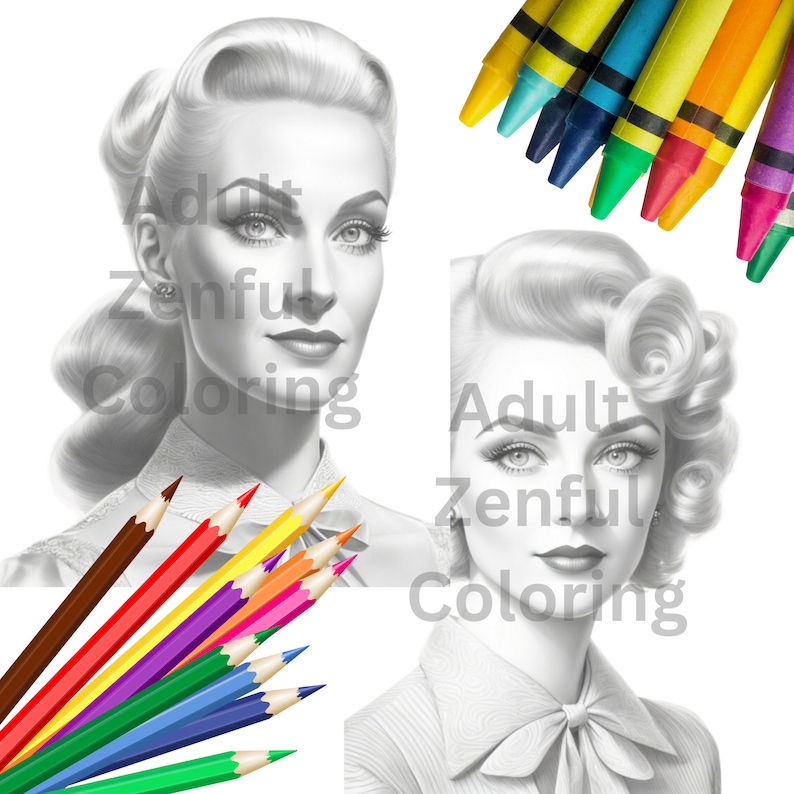 24 Vintage Women's Fashion Coloring Pages 1940s Fashion Coloring Adults ...