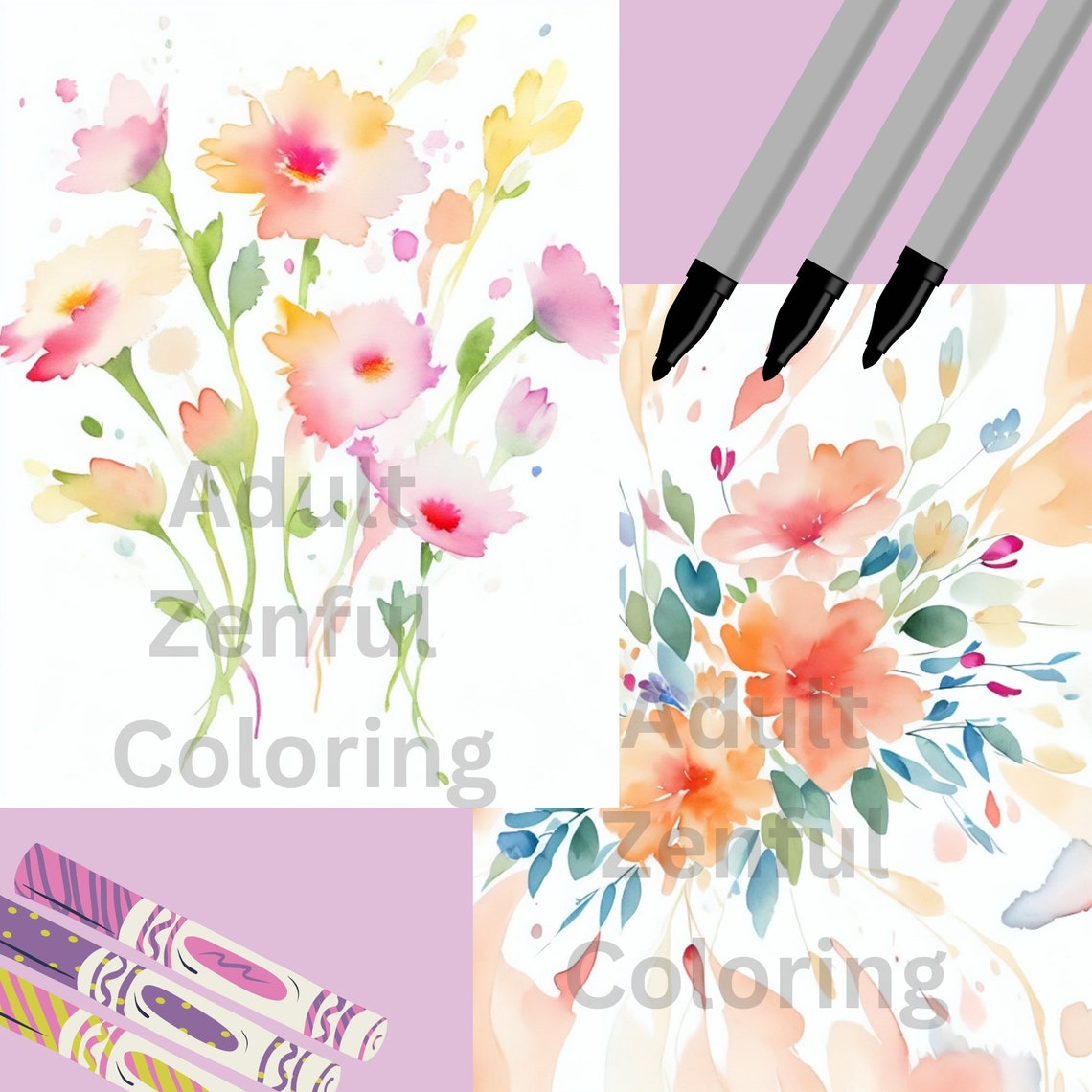 25 Printable Reverse Coloring Pages | Spring & Summer Blooms ...