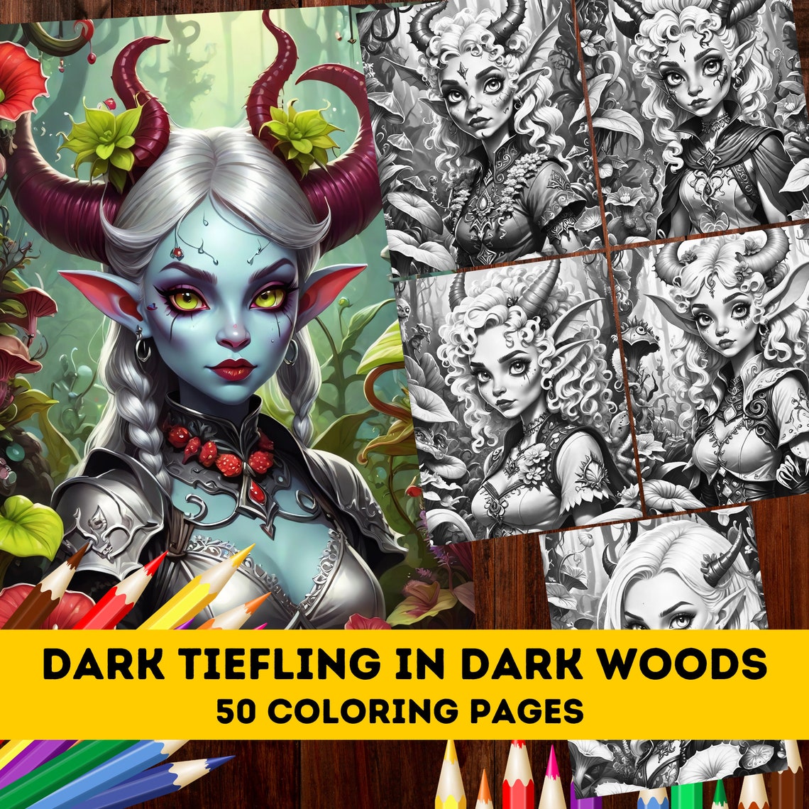 50 Dark Tiefling in the Woods Coloring Pages Dungeons & Dragons ...