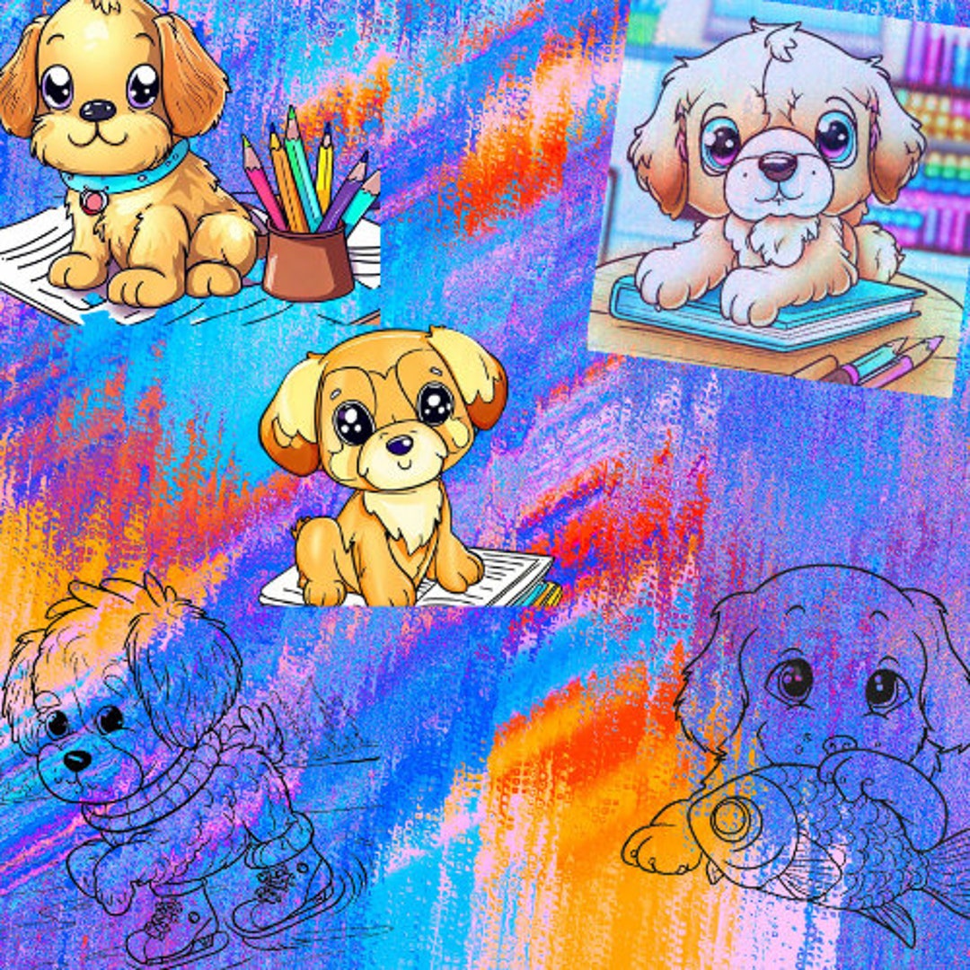 Pawsome Puppies: A Fun Coloring Book for Kids! 50 Page Kids and Young ...