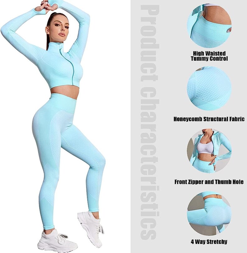 Women's 2 Piece Tracksuit Workout Set Crop Top & High Waist Leggings - Etsy