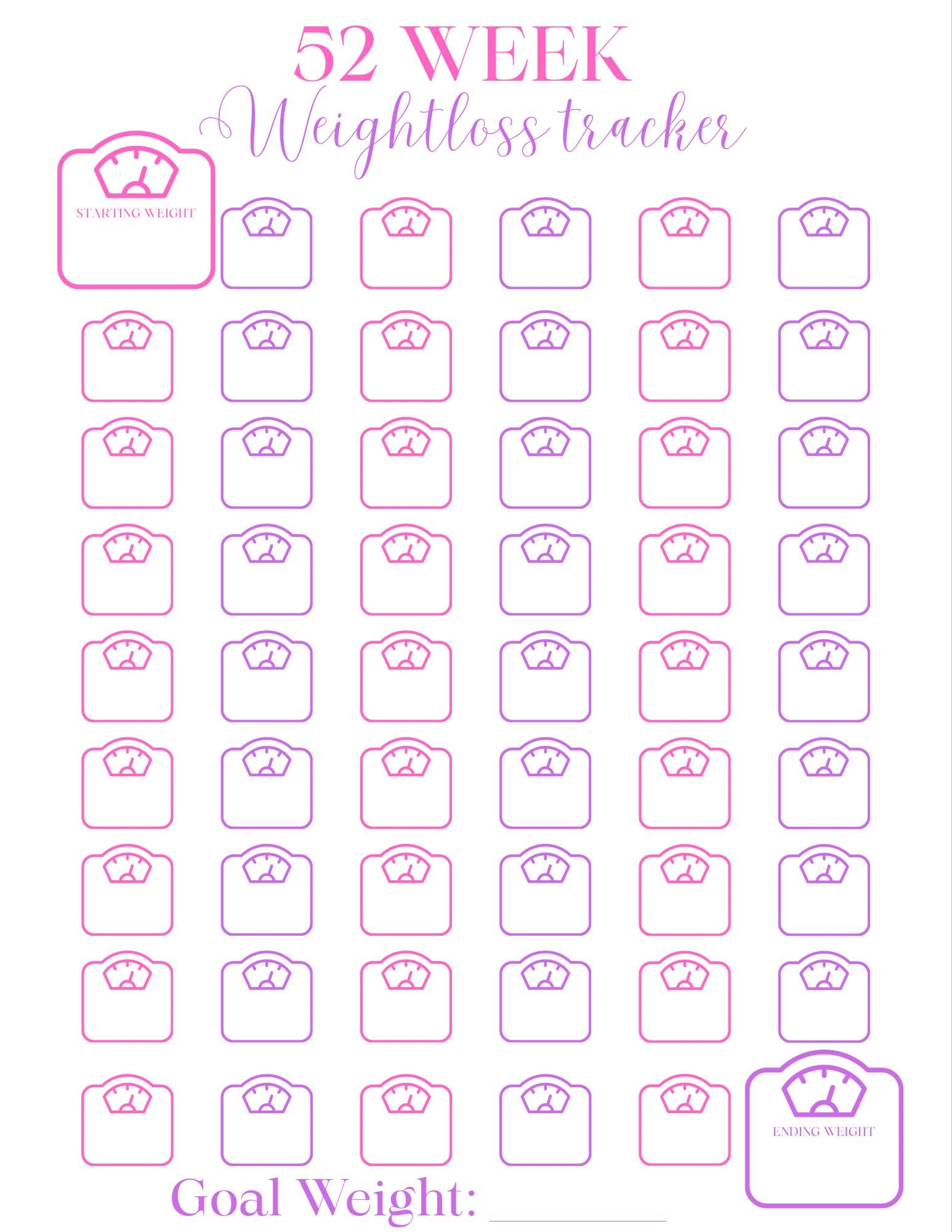 Digital 52 Week, Weight Loss Tracker - Etsy