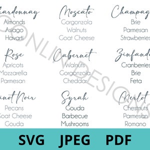 Wine Pairings Charcuterie Board Svg Digital Download - Etsy