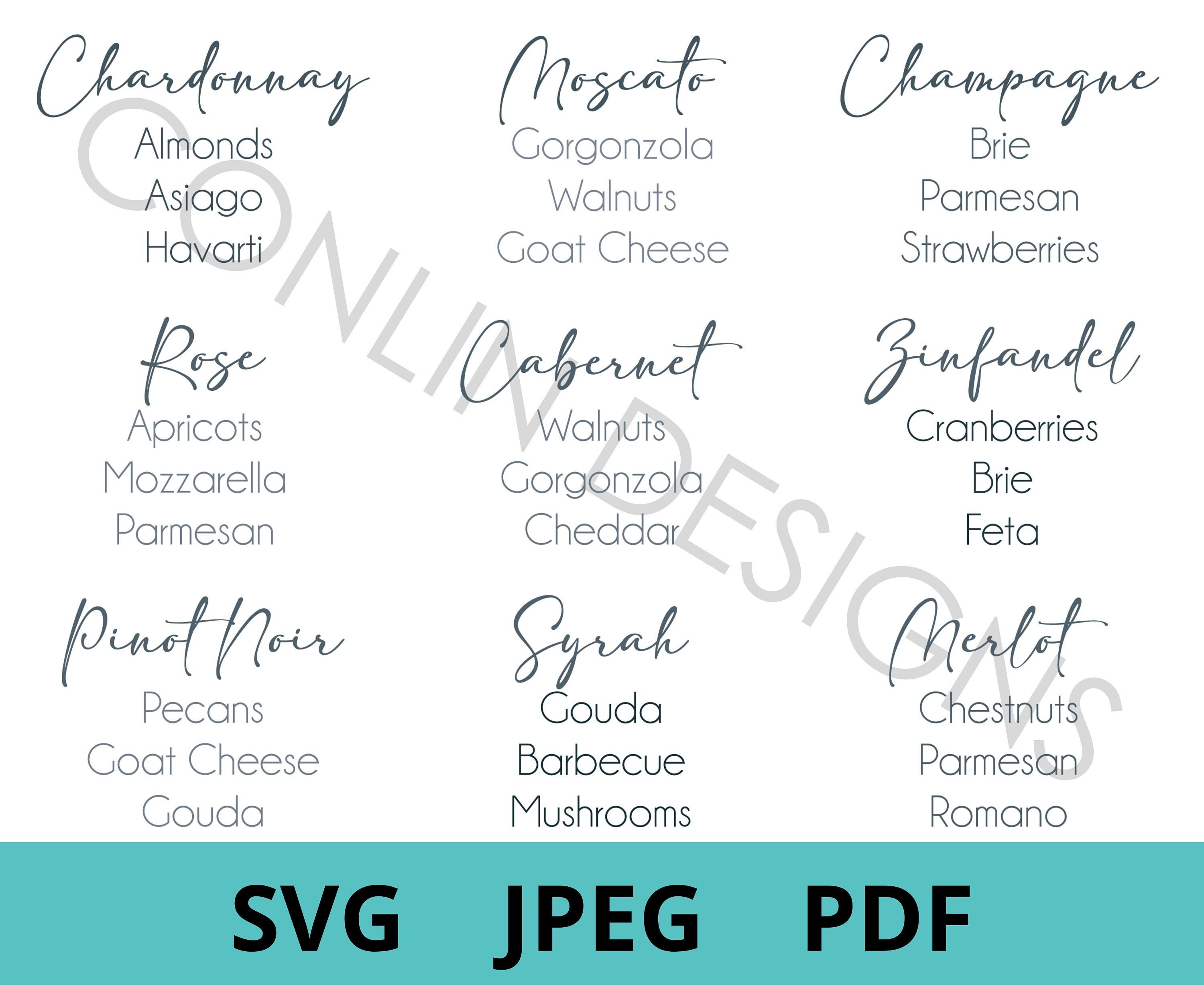 Wine Pairings Charcuterie Board Svg Digital Download - Etsy