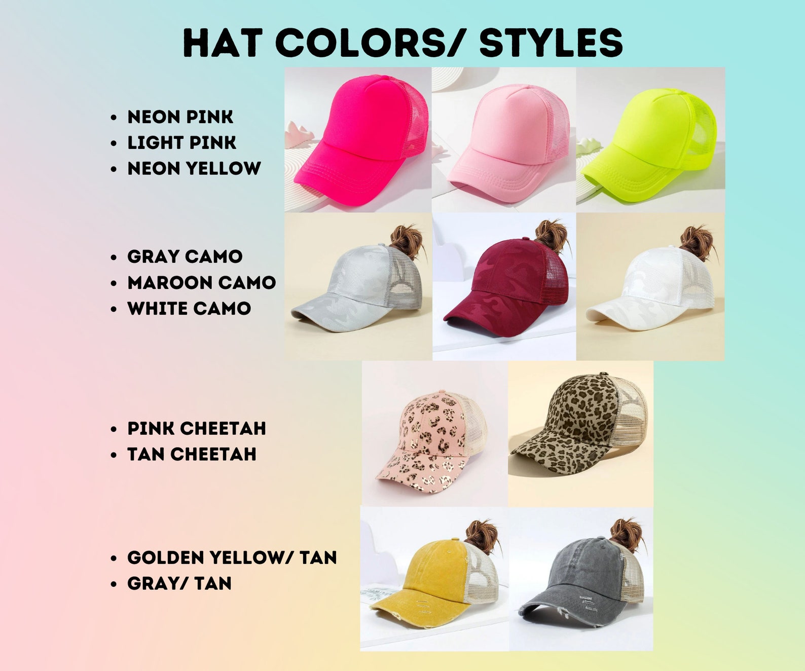 Summer Trucker Hat- Pick Your Color & Design! Custom Hat/ Neon Party ...