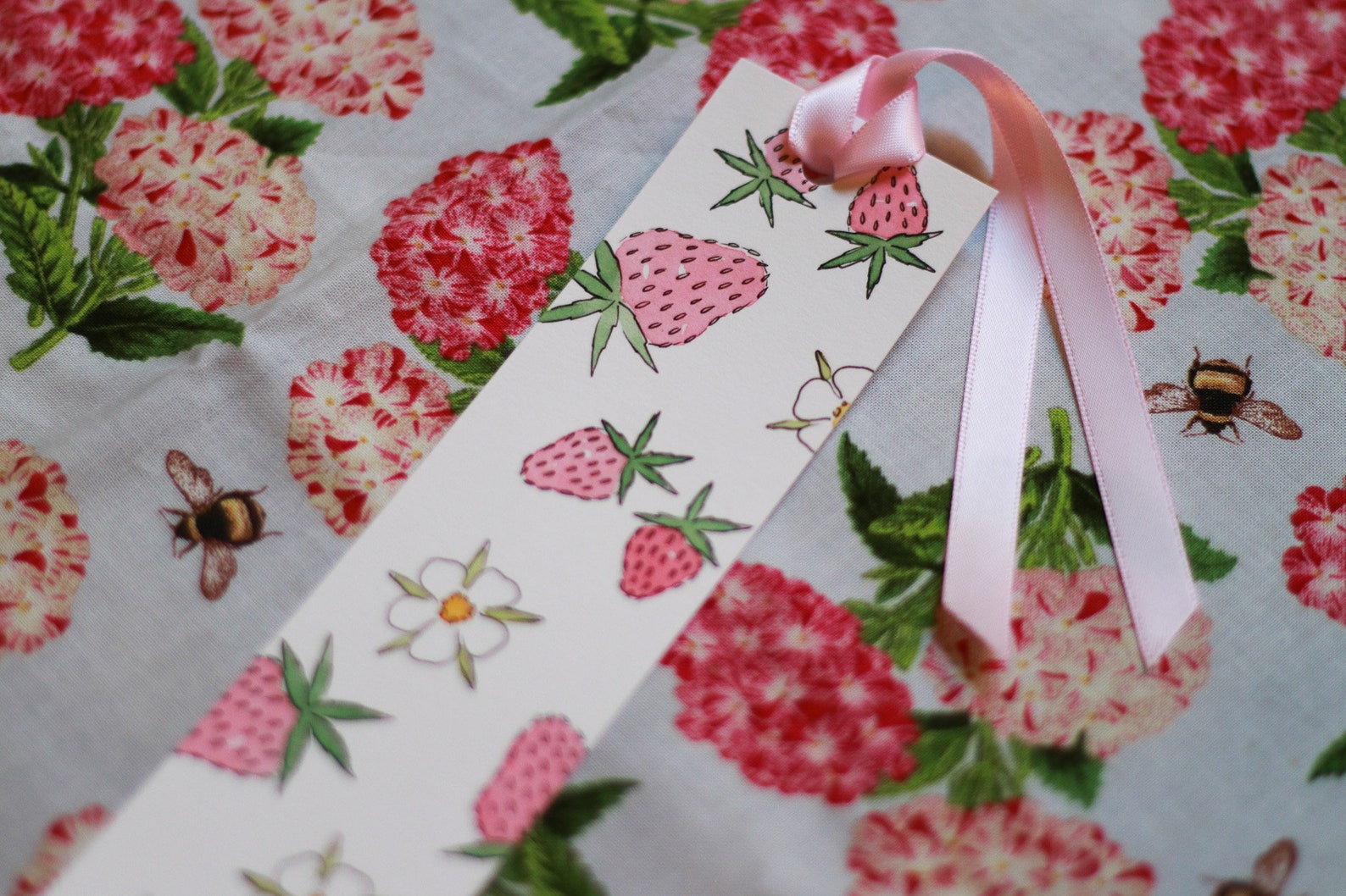 Watercolor Strawberry Bookmark With Ribbon - Etsy