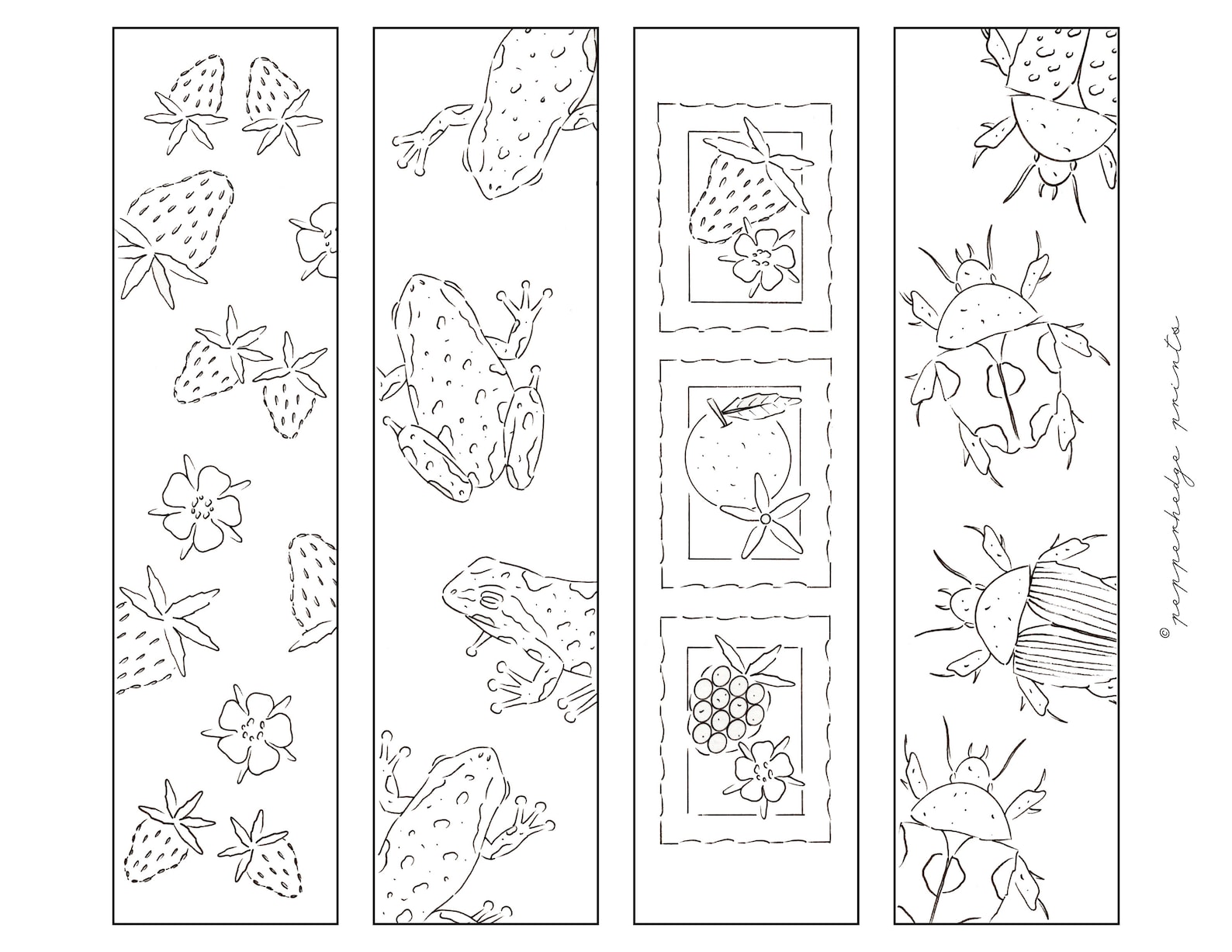 Set of 4 Color Your Own Printable Bookmarks, High Quality Digital ...