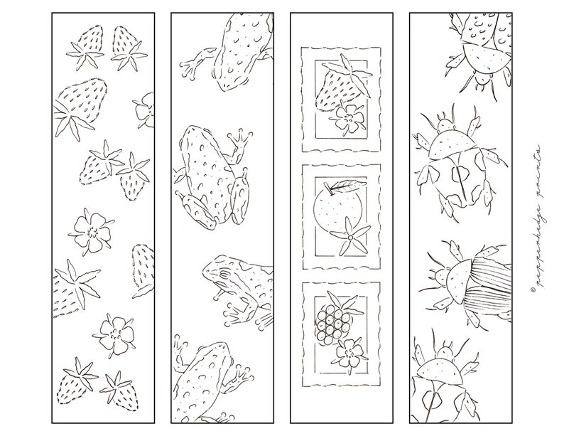Set of 4 Color Your Own Printable Bookmarks, High Quality Digital ...