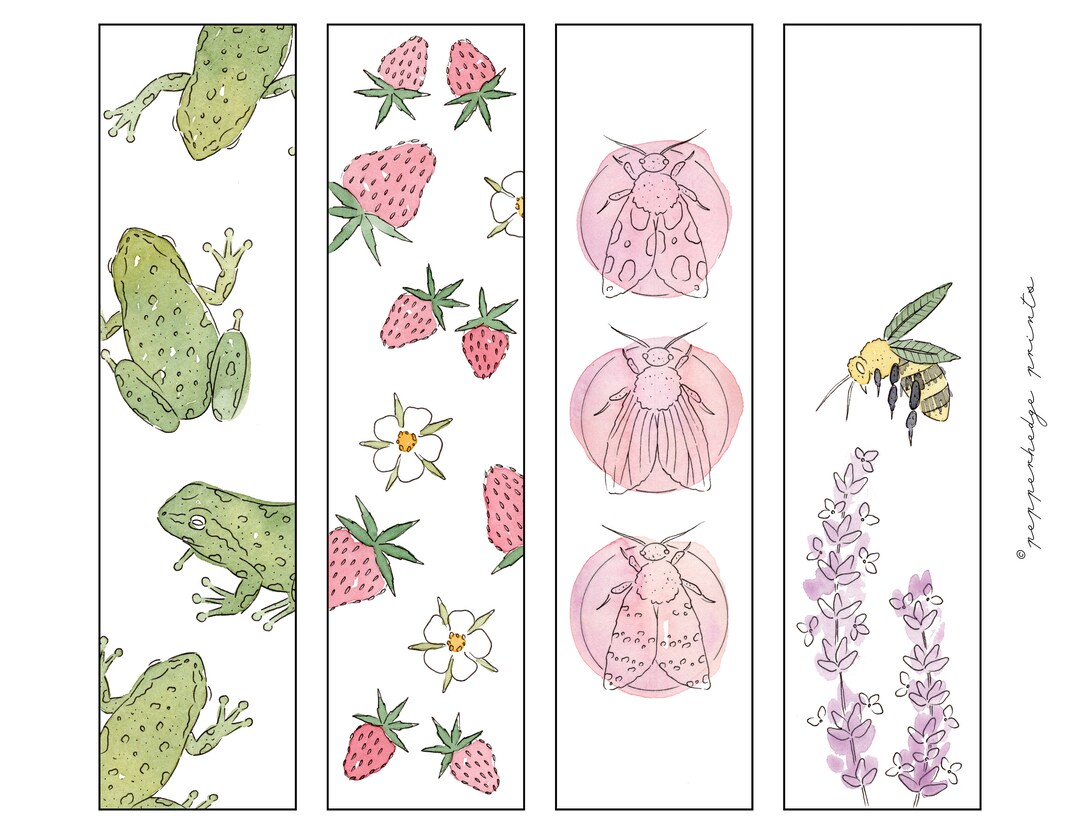 Set of 4 Cottagecore Printable Bookmarks, High Quality Digital ...