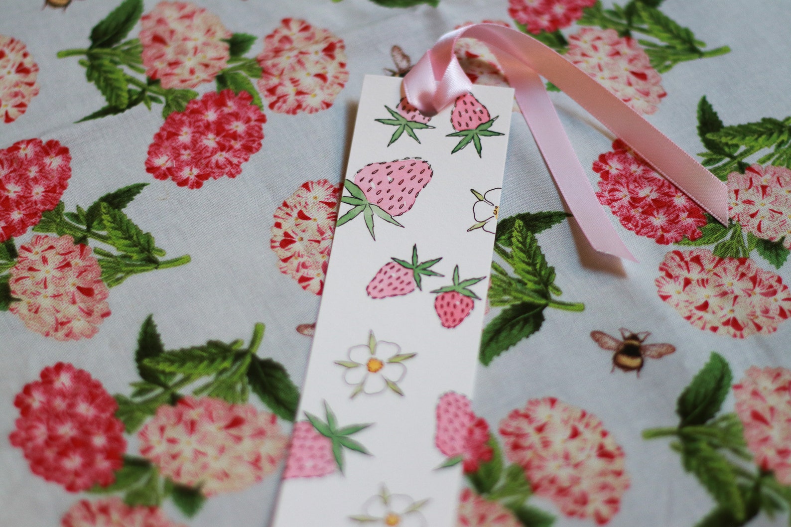 Watercolor Strawberry Bookmark With Ribbon - Etsy